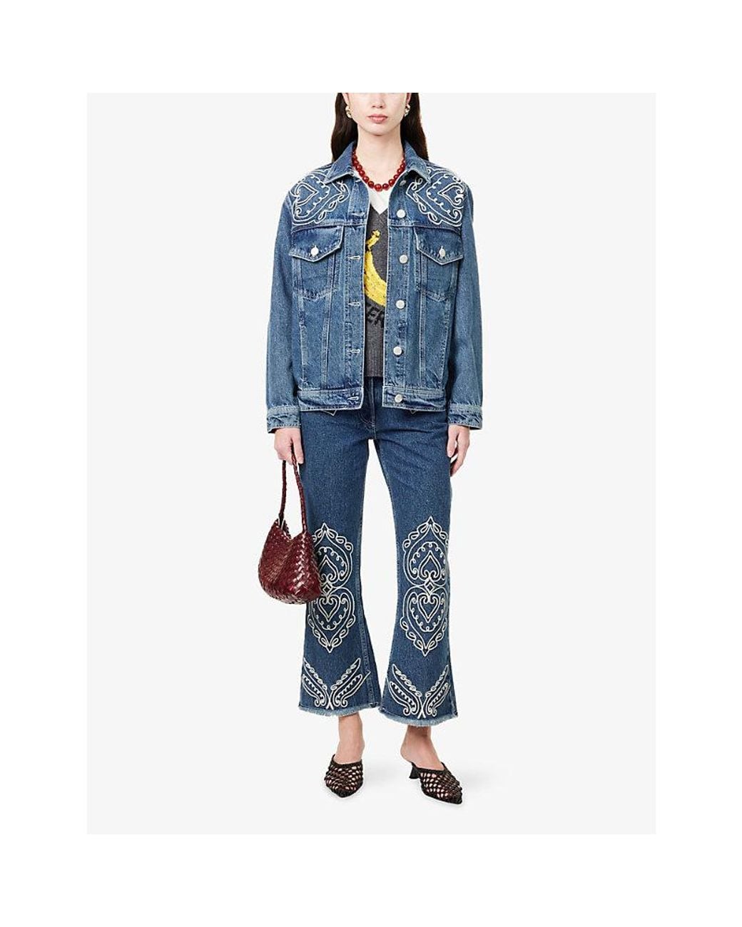 FARM Rio Cornely Embroidered Jacket in Blue | Lyst