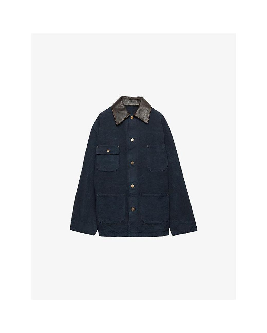Prada Triangle-Logo Canvas Blouson Jacket in Blue | Lyst