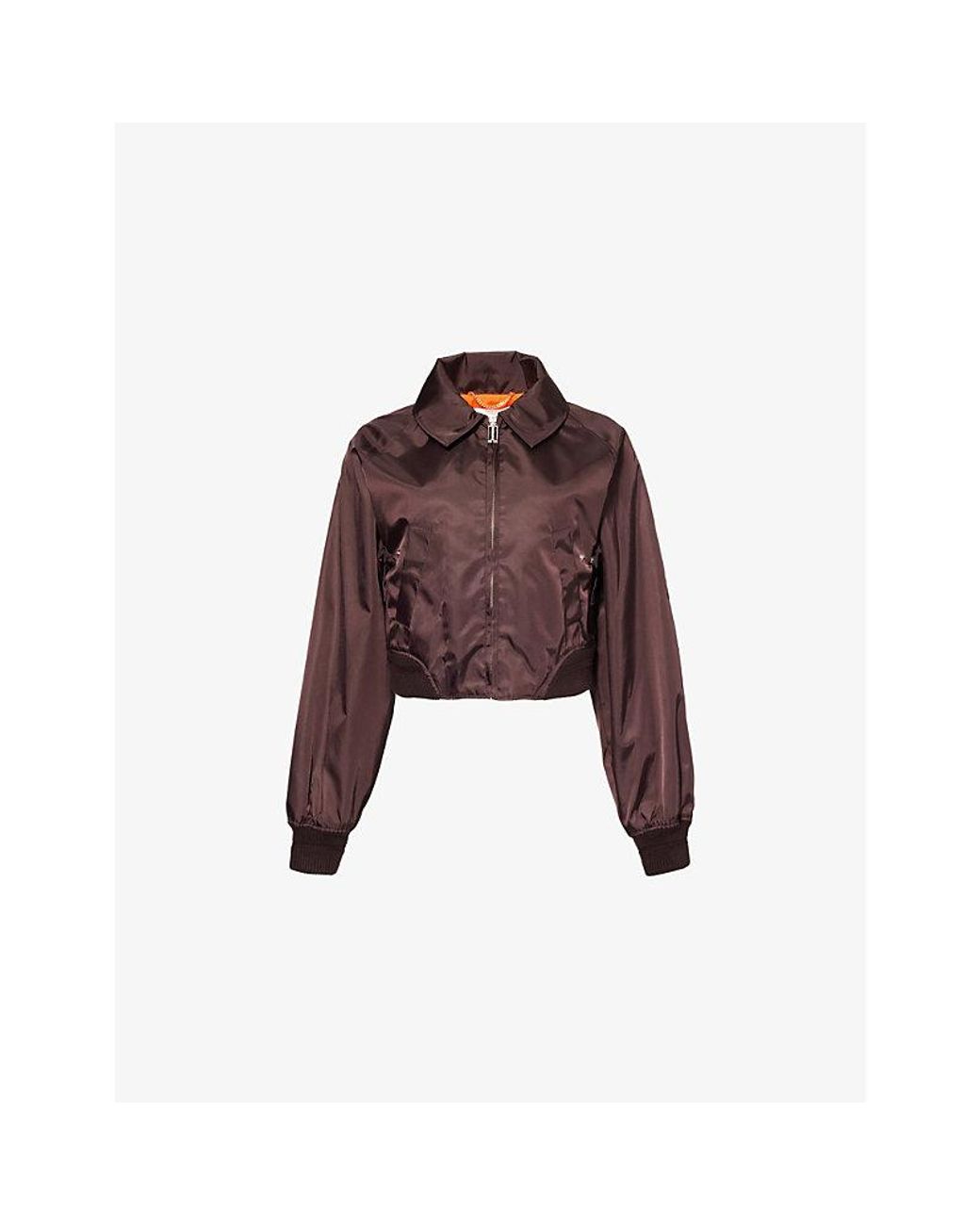 Victoria Beckham Harrington Bomber Storm-Flap Faille Jacket in Brown | Lyst