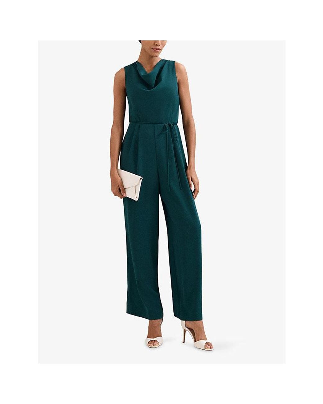 Phase Eight Monique Cowl-Neck Woven Jumpsuit in Green | Lyst