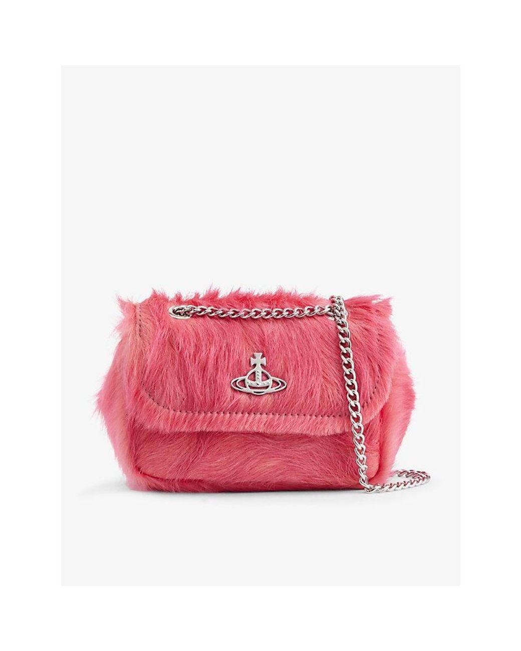 Vivienne Westwood Fur-texture Logo-plaque Cross-body Bag in Pink | Lyst