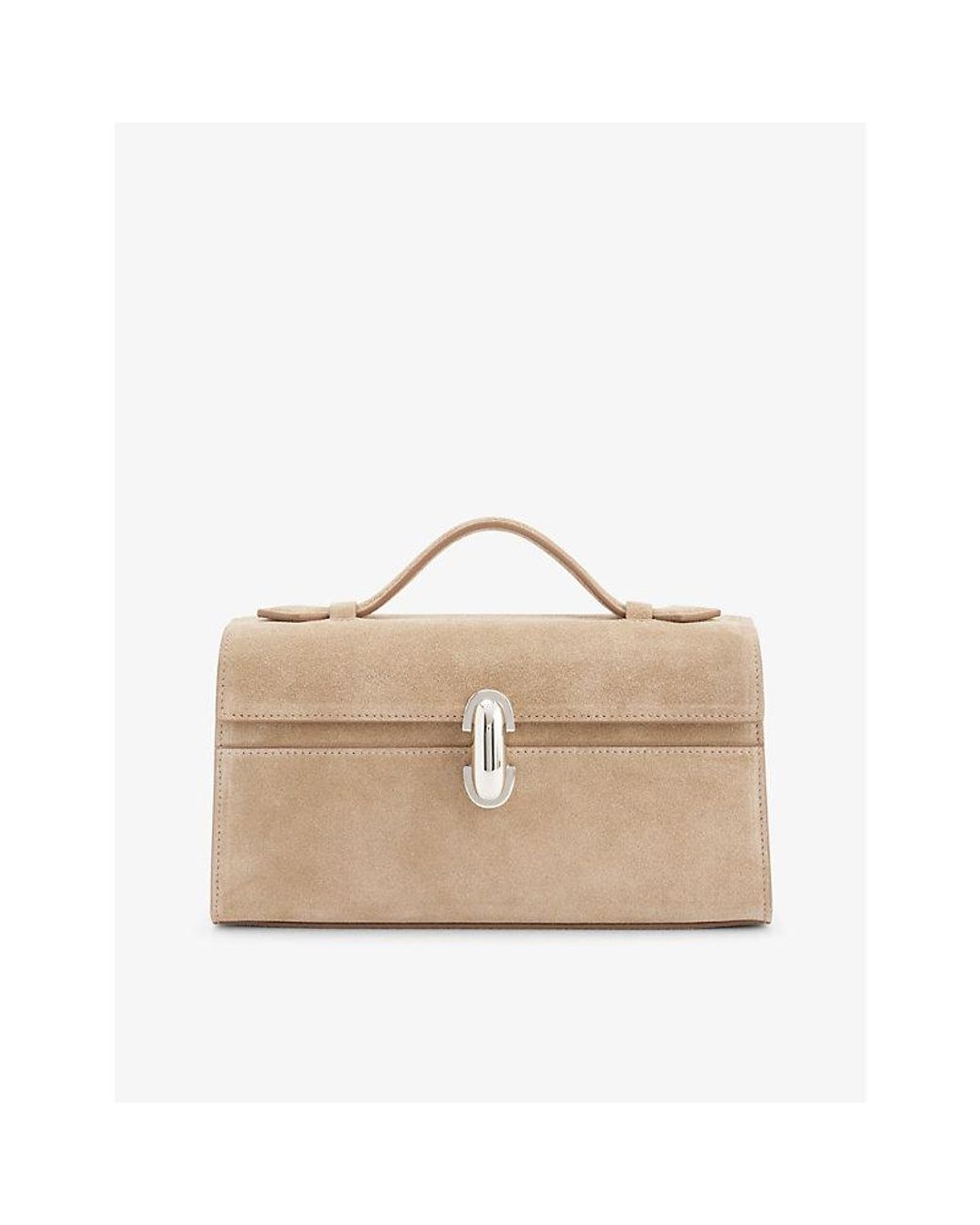 SAVETTE Symmetry Pochette Suede Top-handle Bag in Natural | Lyst