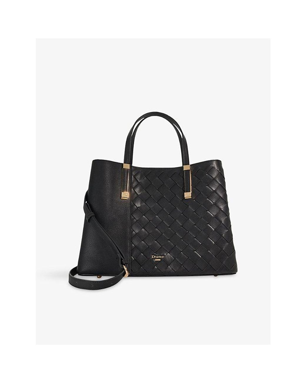 Dune Dorry Weave Leather Tote Bag in Black | Lyst