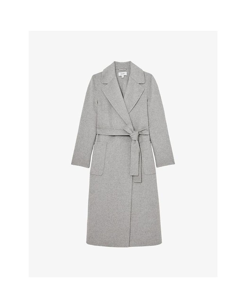 Reiss Lucia Double-Breasted Regular-Fit Wool-Blend Coat in Grey | Lyst UK