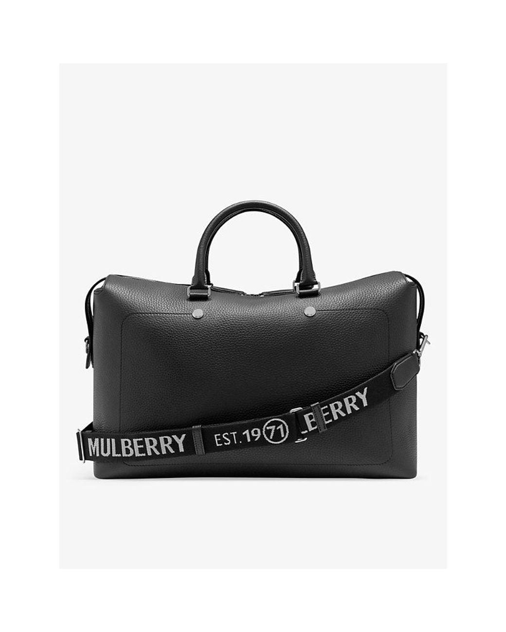 Mulberry City Weekender Grained Leather Duffel Bag in Black | Lyst