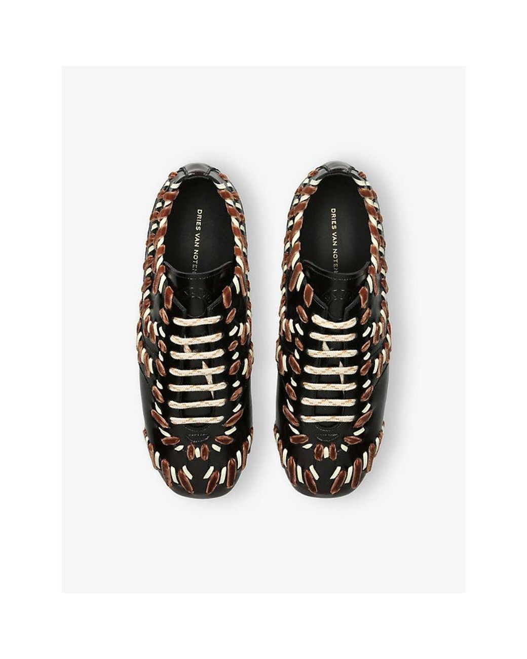 Dries Van Noten Dustin Patent-Leather Trainers in Black | Lyst UK