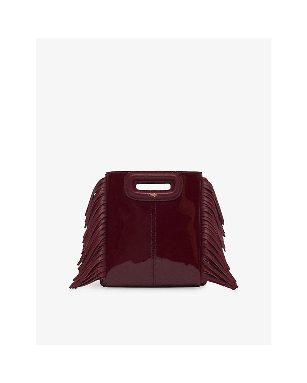 Maje Logo-Embossed Fringed-Trim Patent-Leather Cross-Body Bag in Red | Lyst