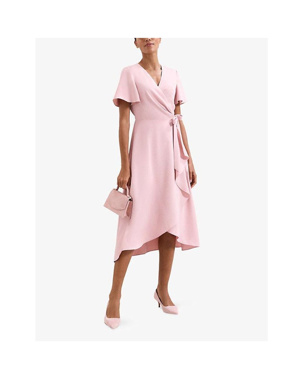 Phase Eight Julissa Wrap Woven Midi Dress Dress in Pink | Lyst