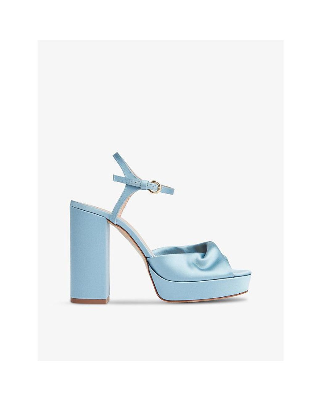 LK Bennett Blu-Light Rosa Crossover-Front Satin Platform Sandals in ...