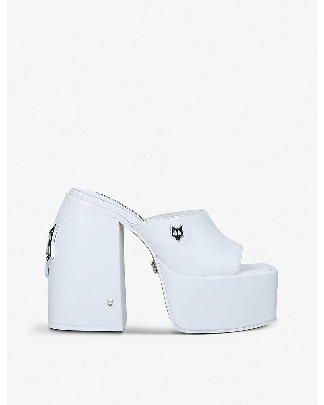 Naked Wolfe Jenna Platform-heel Leather Mules in White | Lyst
