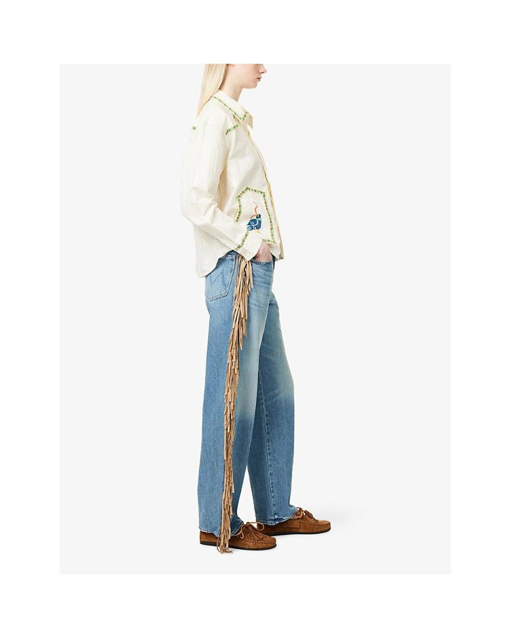 Mother The Fringe Half Pipe Denim Jeans in Blue | Lyst UK
