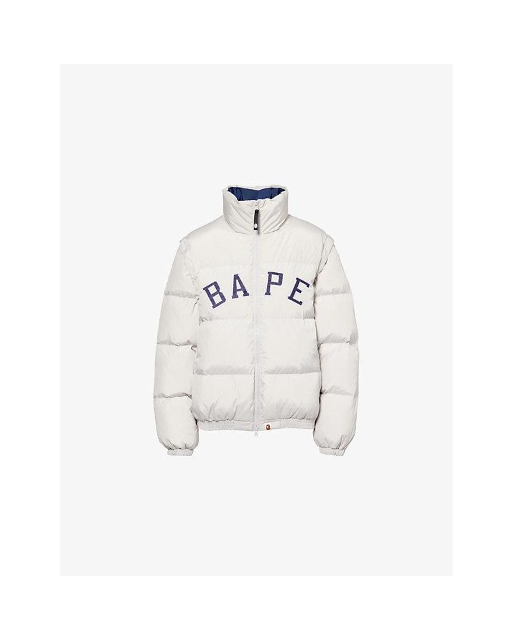 A Bathing Ape Bape Detachable-Sleeve Shell-Down Jacket in White | Lyst