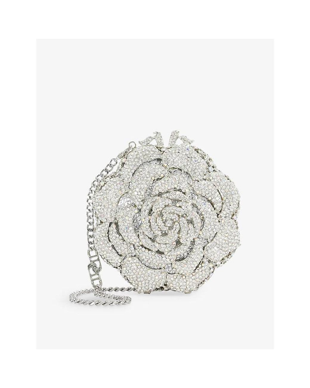 Dune Bling Diamante-Flower Metal Clutch in White | Lyst