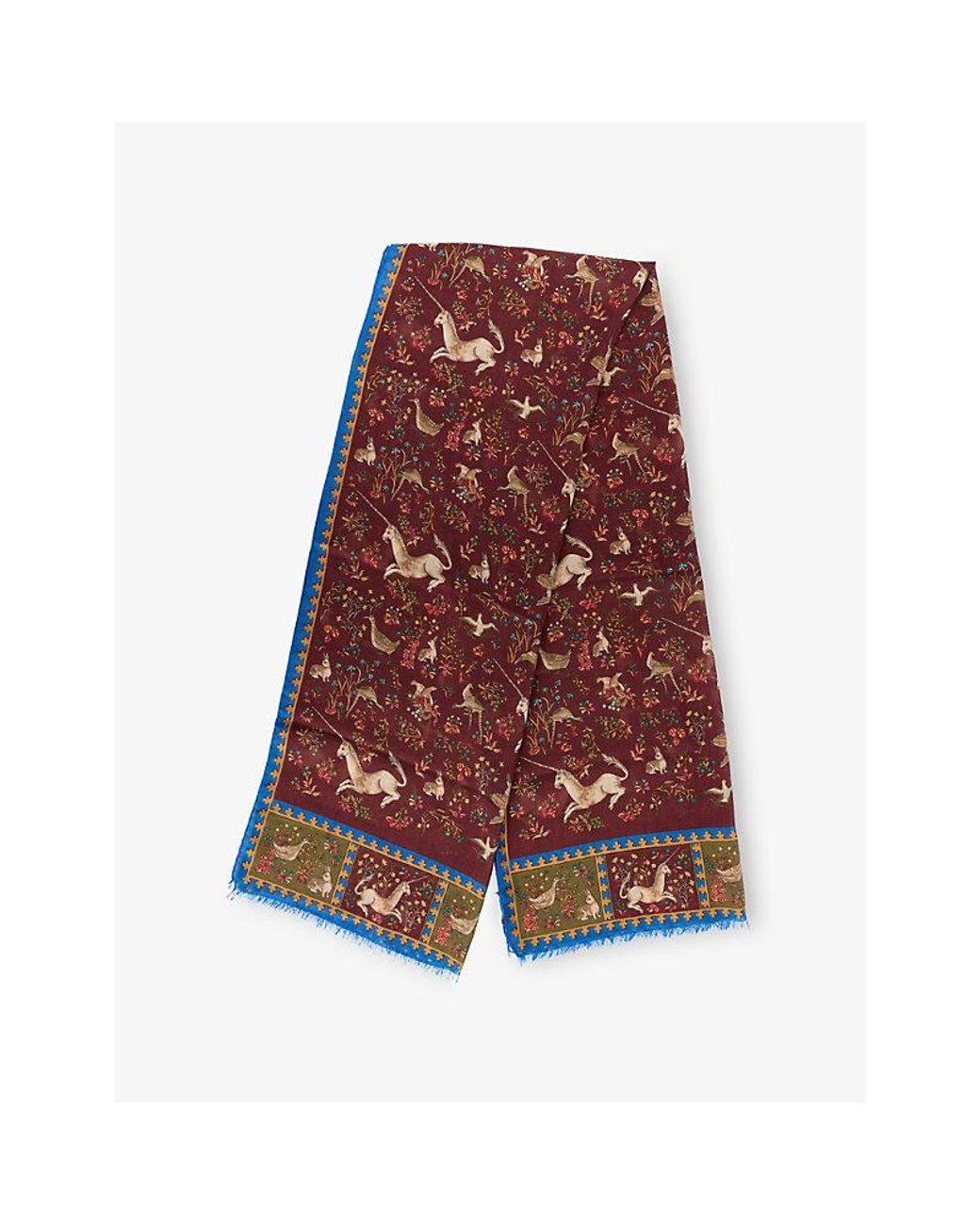 Drake's Unicorn-Print Wool And Silk Scarf in Red for Men | Lyst