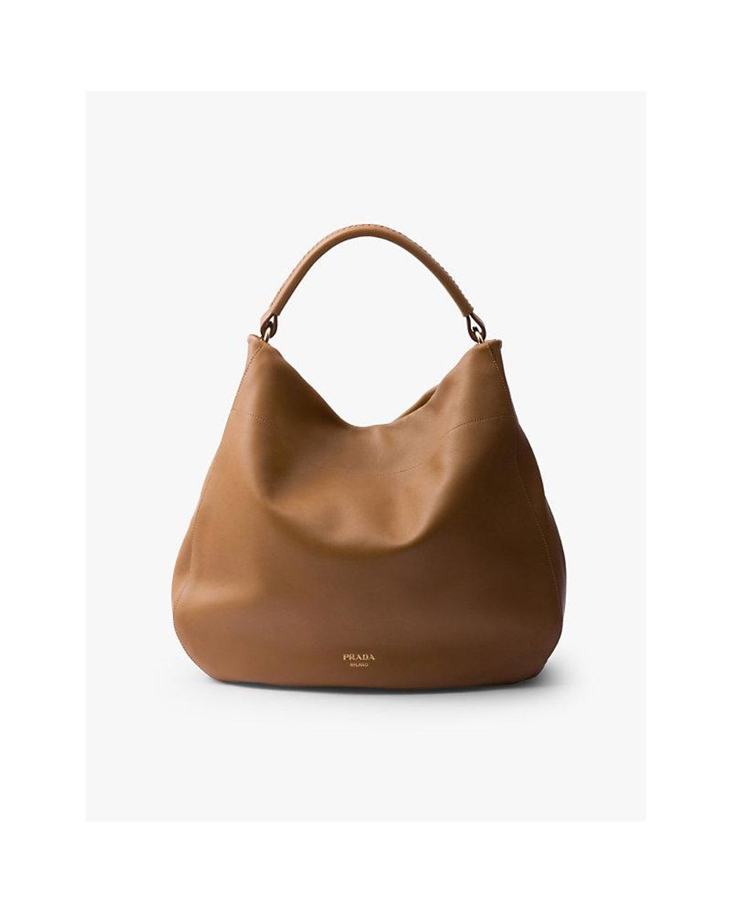 Prada Slouch Large Leather Shoulder Bag in Brown | Lyst