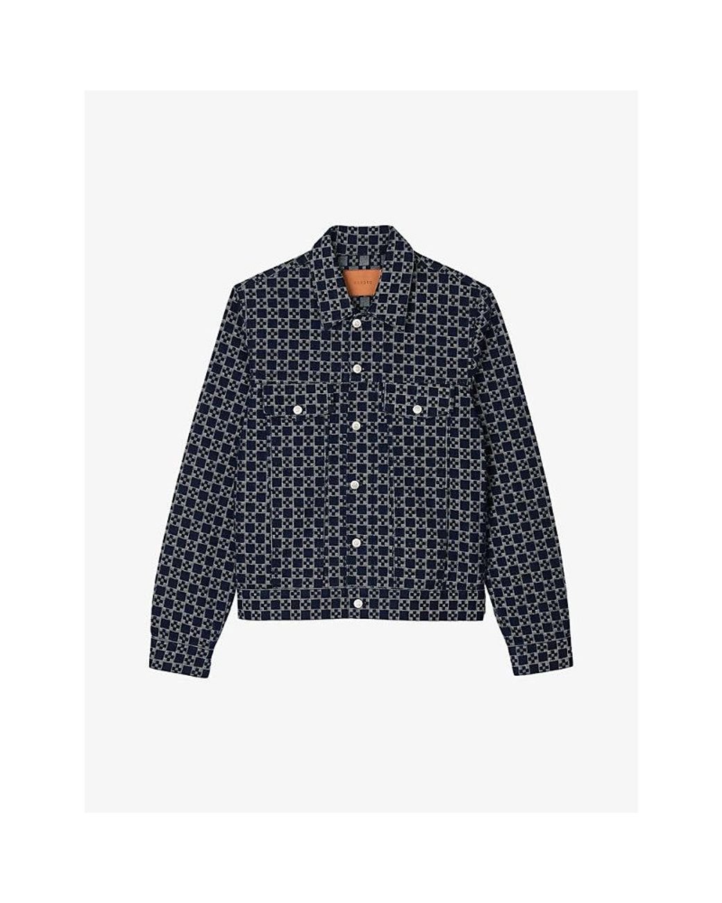 Sandro Square Cross Denim Jacket in Blue for Men | Lyst