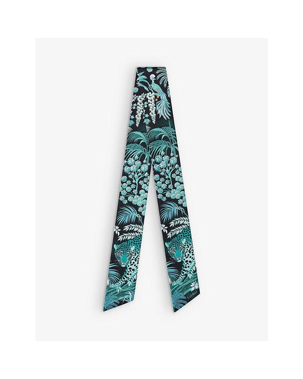 Cartier Panthère De Floral-Print Silk-Twill Bandeau in Blue | Lyst