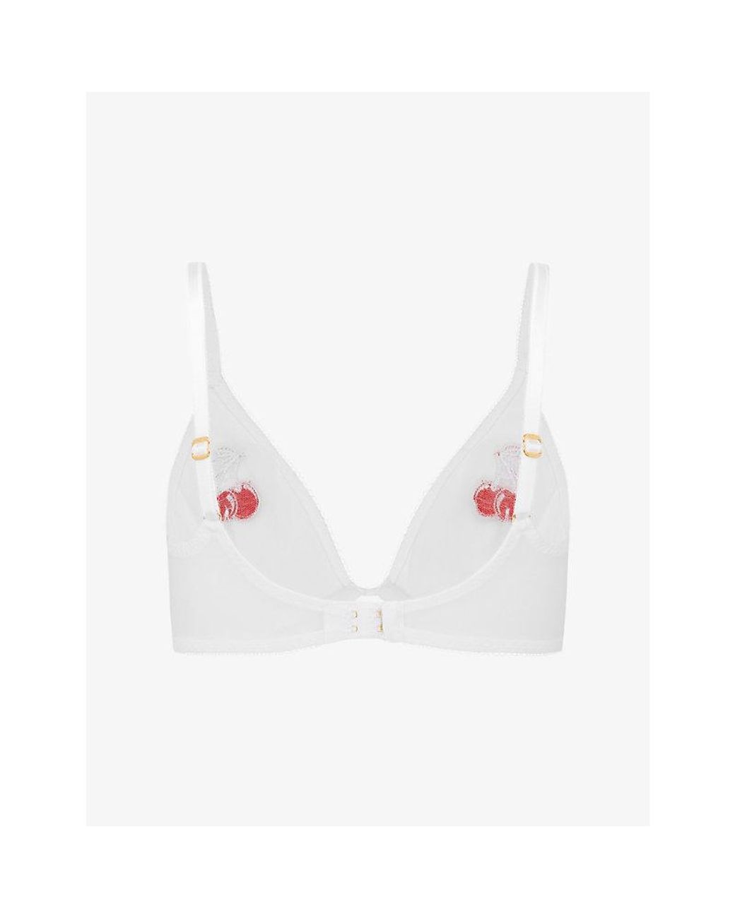 Agent Provocateur Perri Cherry-Embroidered Tulle Bra in White | Lyst UK