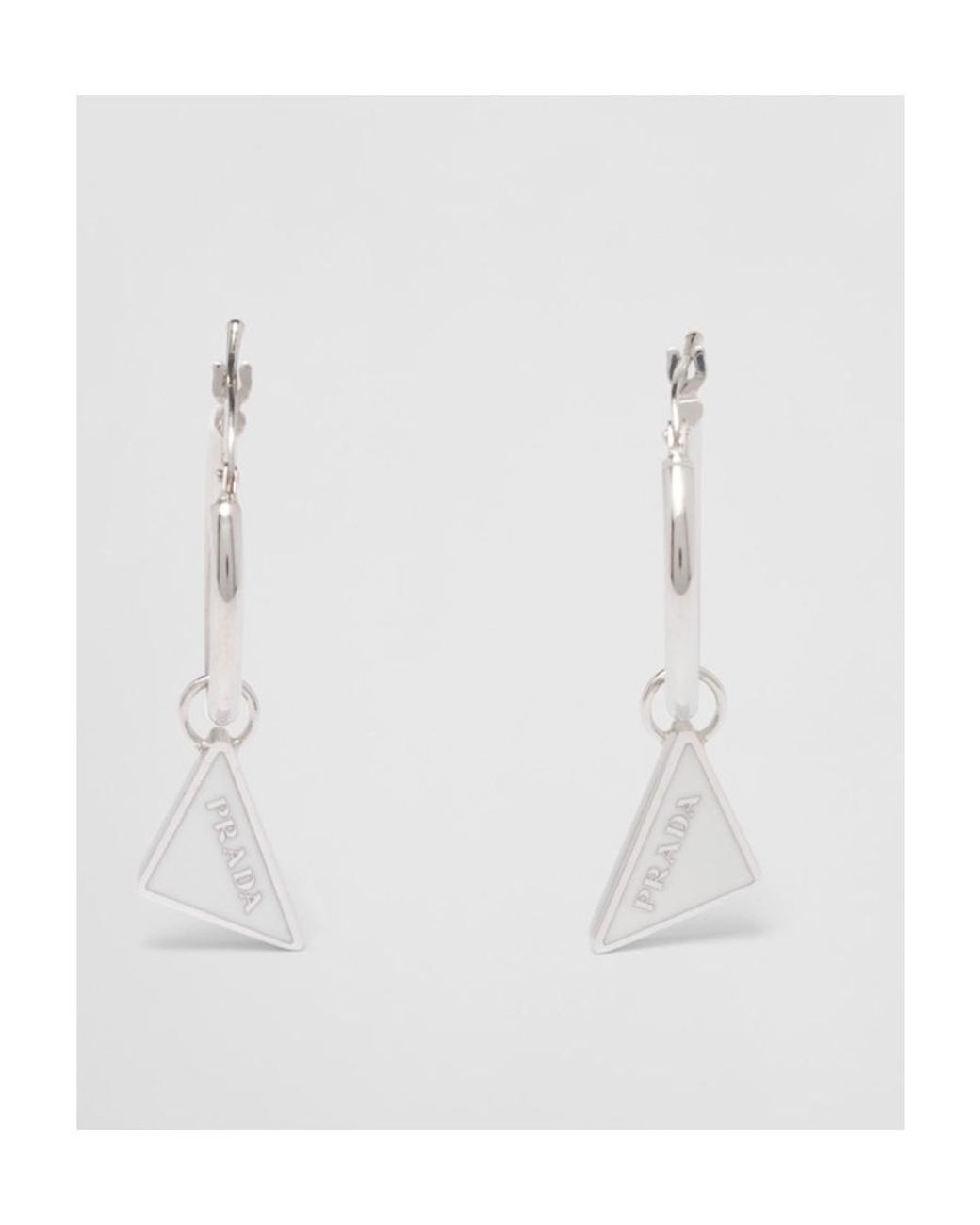 Prada Symbole Drop Earrings in White | Lyst