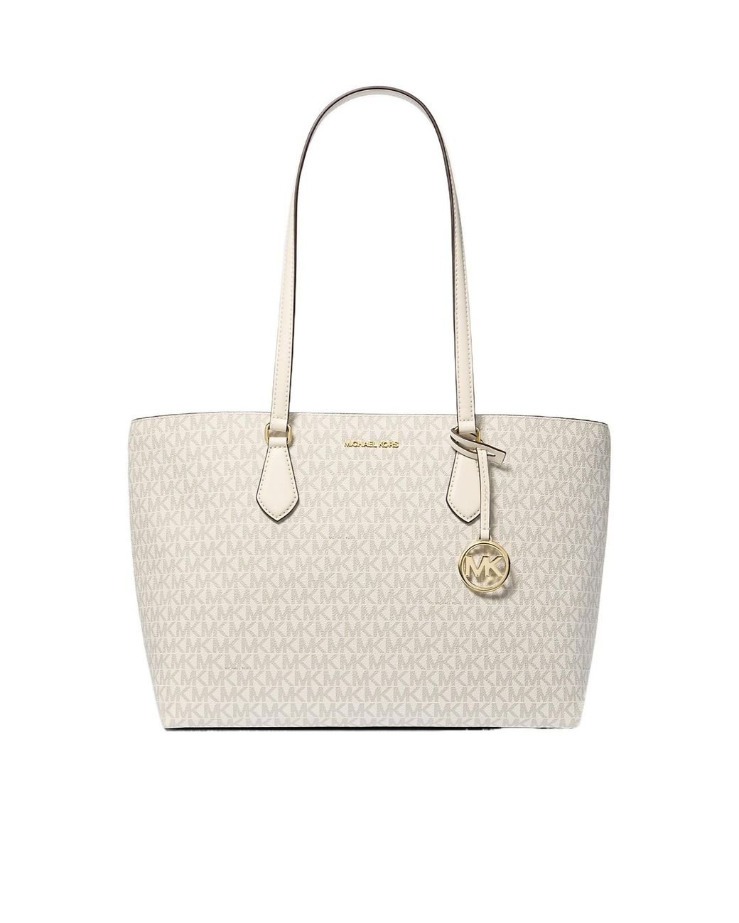 Michael Kors Sheila Large Signature Logo Tote in White | Lyst