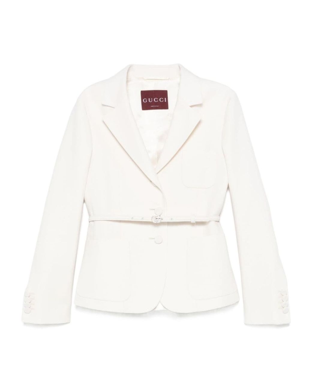 Gucci Belted Suit Coat in White | Lyst