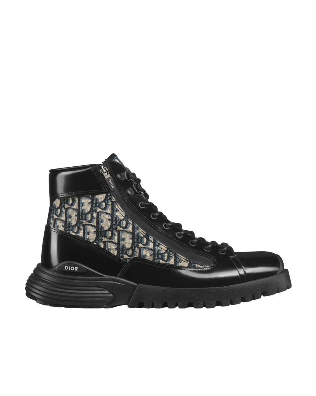 Dior Homme Monogrammed Lace-Up Boots in Black for Men | Lyst