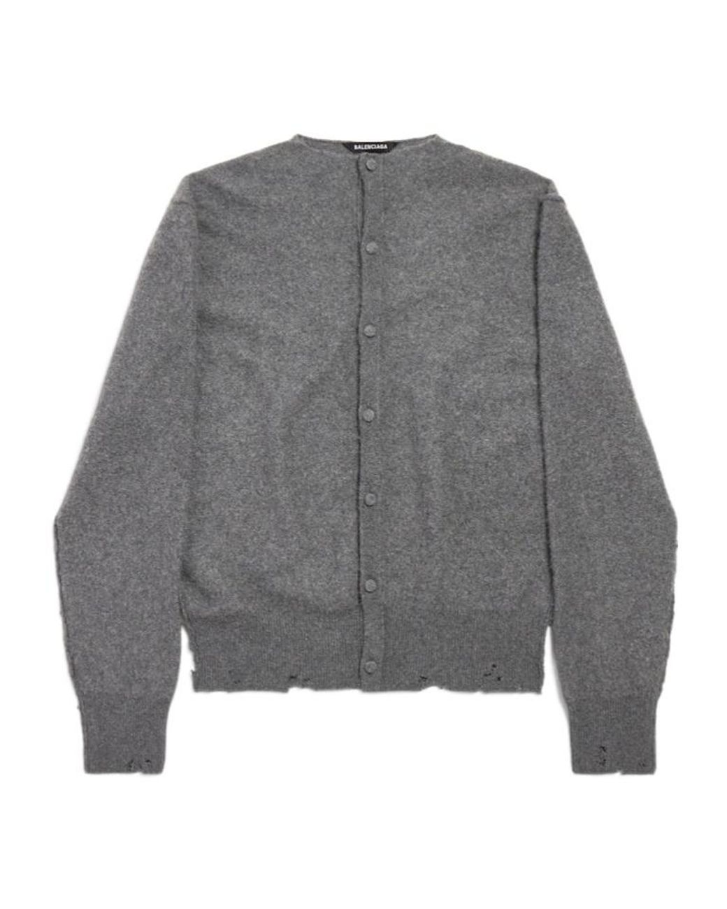 Balenciaga Inside-Out Knit Cardigan in Gray | Lyst