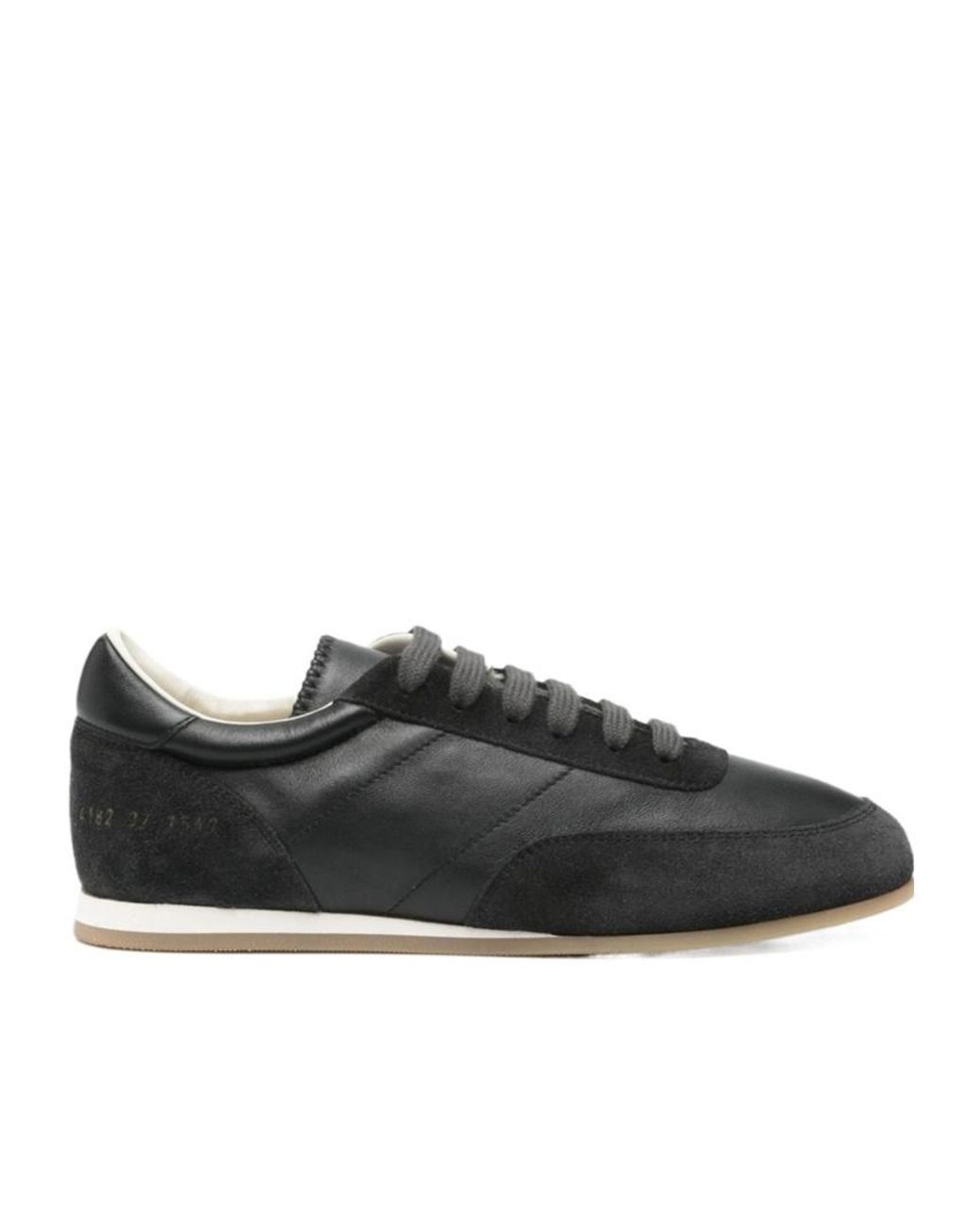 Common Projects Logo Lace-Up Sneakers in Black | Lyst