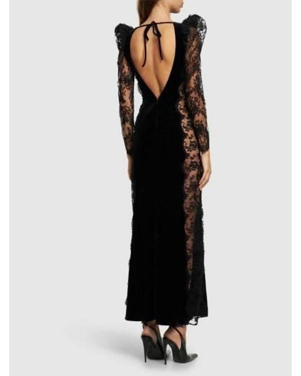 Alessandra Rich Lace Backless Dress in Black | Lyst UK