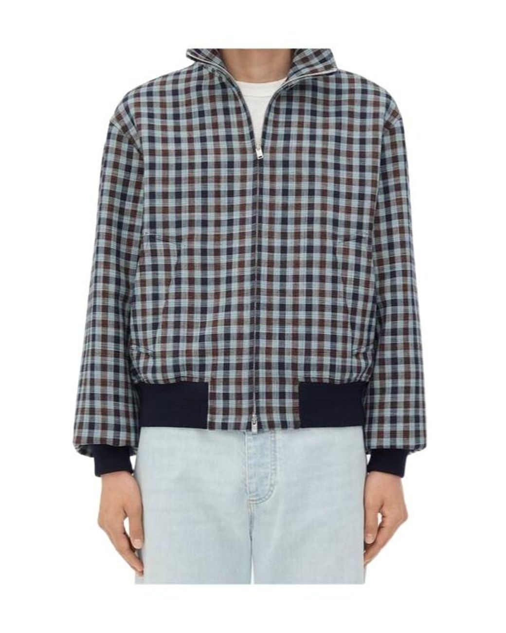 Bottega Veneta Checkered Casual Jacket in Blue for Men | Lyst