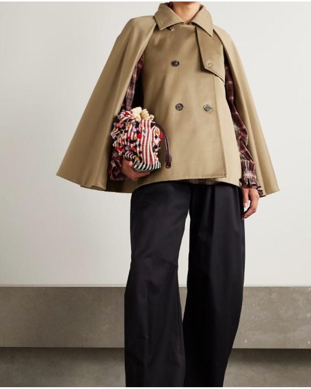 Loewe Double-Breasted High-Neck Coat in Natural | Lyst