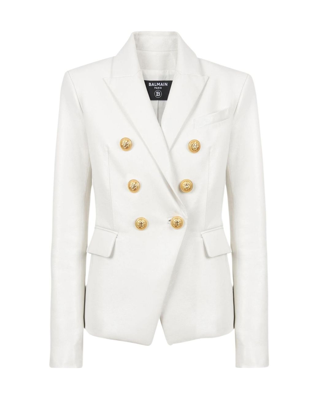 Balmain Double-Breasted Suit And Leather Jacket in White | Lyst