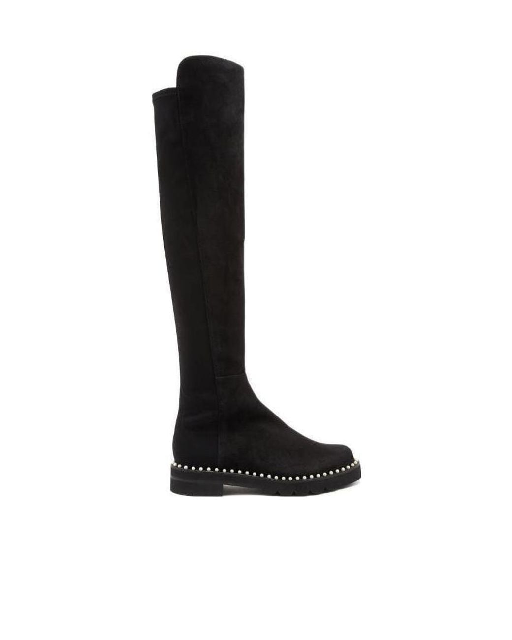 Stuart Weitzman 5050 Lift Pearl Over-The-Knee Boots in Black | Lyst