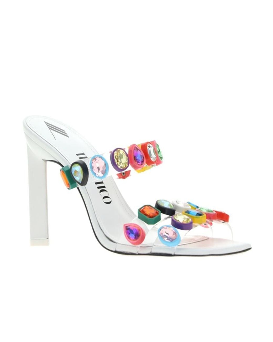 The Attico The Nanci Embellished Heeled Mules in White | Lyst