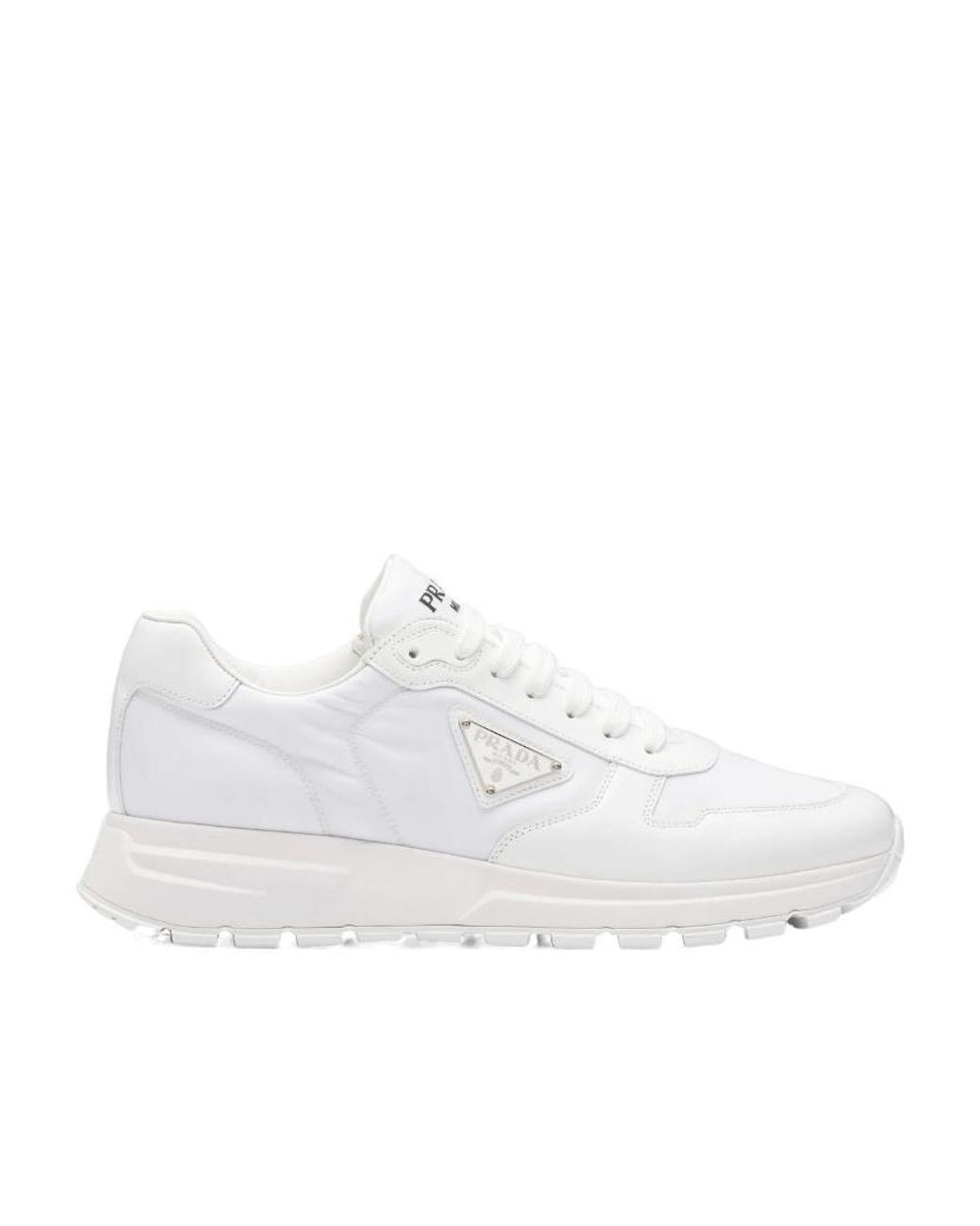 Prada Prax 01 Re-Nylon And Brushed Leather Sneakers in White for Men | Lyst