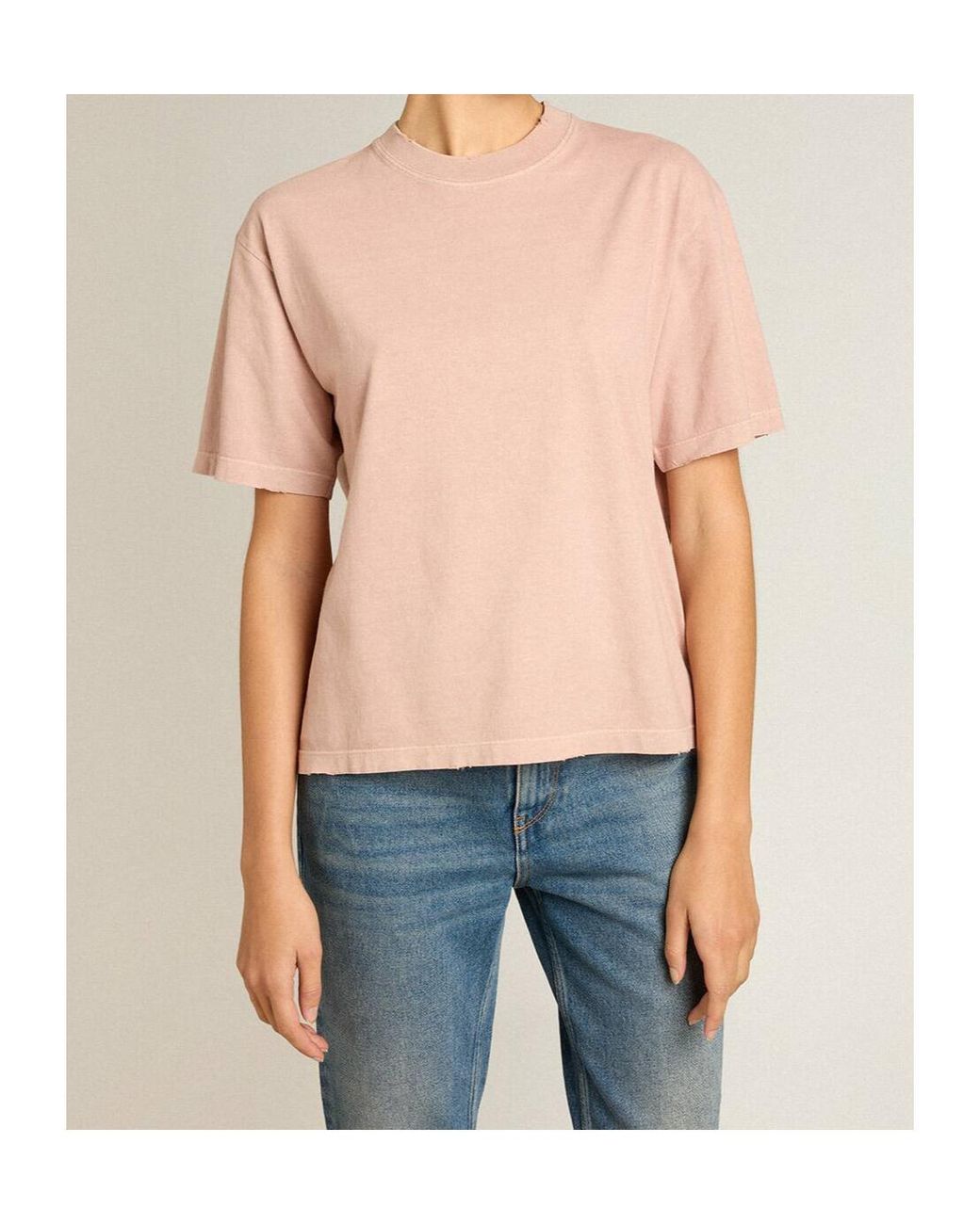 Golden Goose Boxy Logo T-Shirt in Pink | Lyst