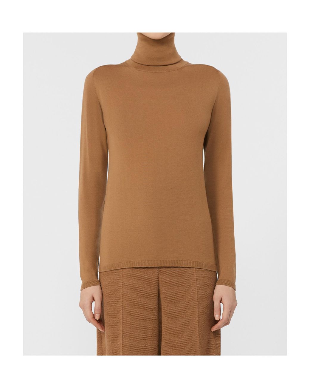 Max Mara Wool Knit Turtleneck Jumper in Brown | Lyst