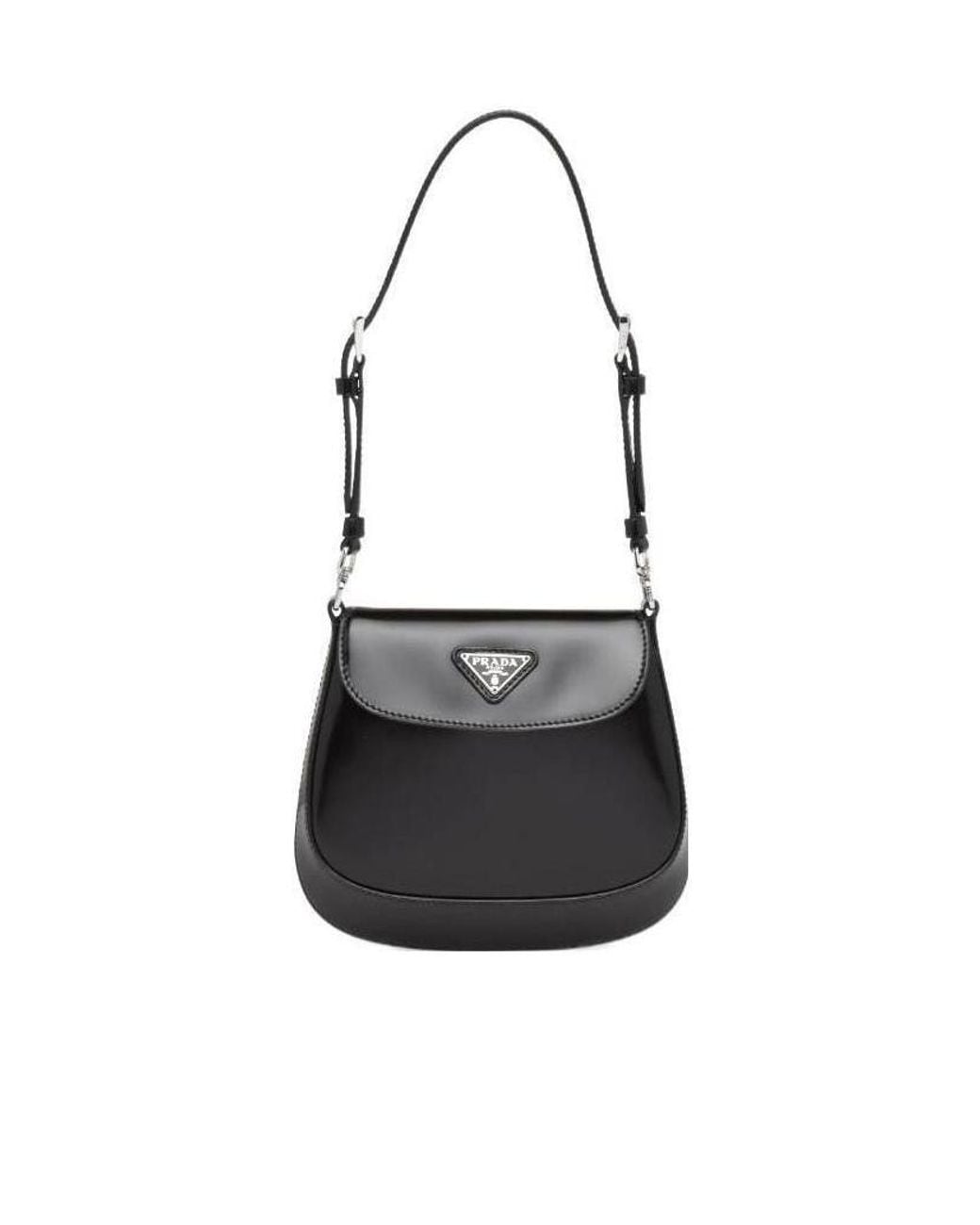 Prada Cleo Brushed Leather Mini Bag in Black | Lyst