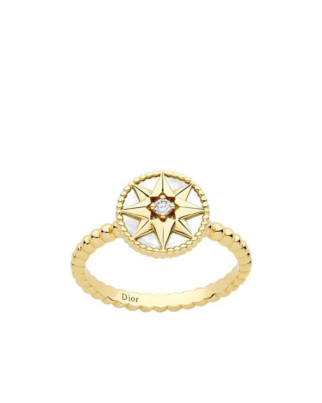 Dior Logo Carved Diamond Inlaid Ring in Metallic | Lyst