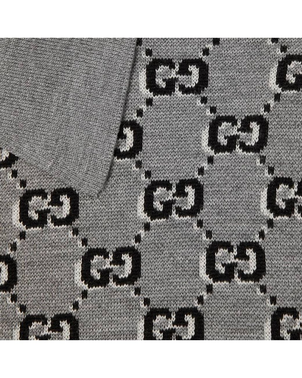 Gucci Monogrammed Intarsia Polo Dress in Gray | Lyst