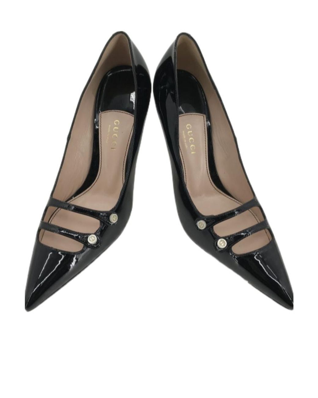 Gucci Logo Pointed High Heels in Black | Lyst