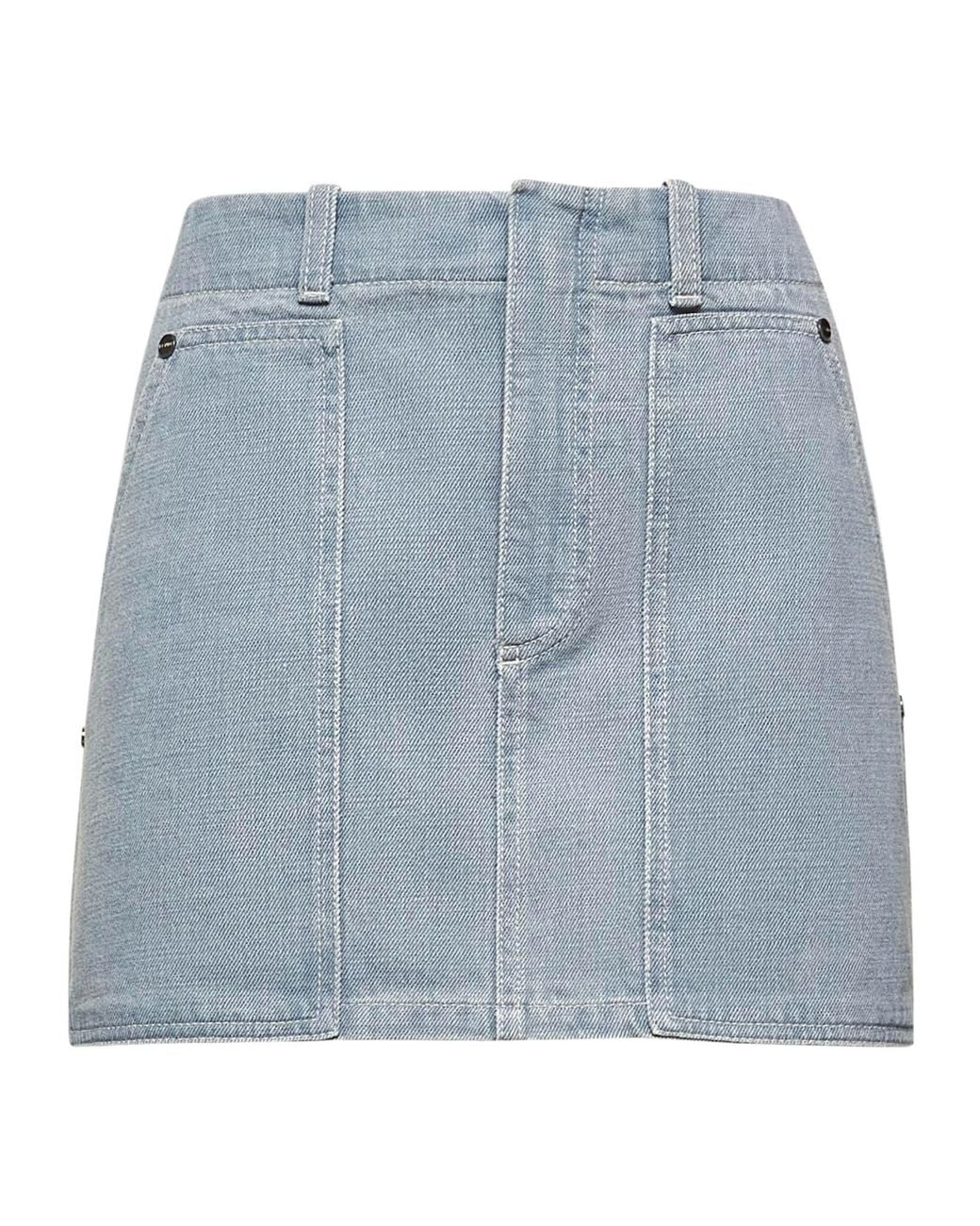 Fendi Ff Embossed Denim Mini Skirt in Blue | Lyst