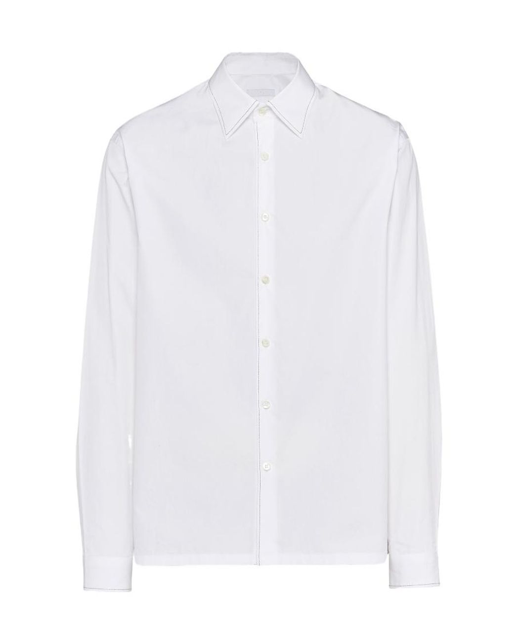 Prada Button-Up Long Sleeved Shirt in White for Men | Lyst