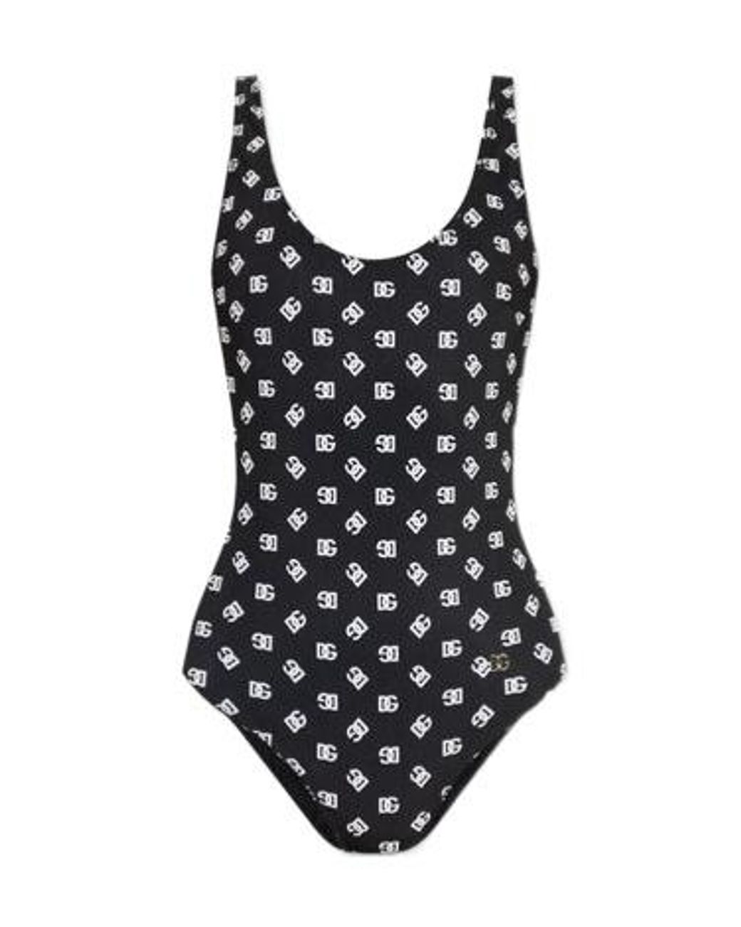 Dolce & Gabbana Dg-Logo One-Piece Swimsuit in Black | Lyst