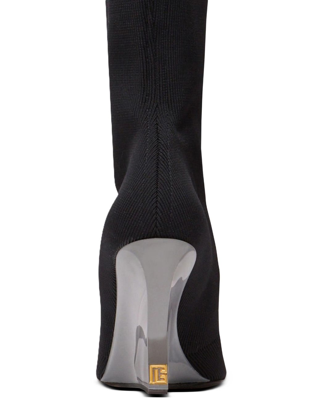Balmain Wedge Knit Thigh-High Boots in Black | Lyst