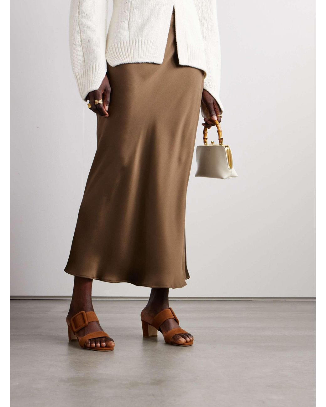Manolo Blahnik Round Head High-Heeled Sandals in Brown | Lyst