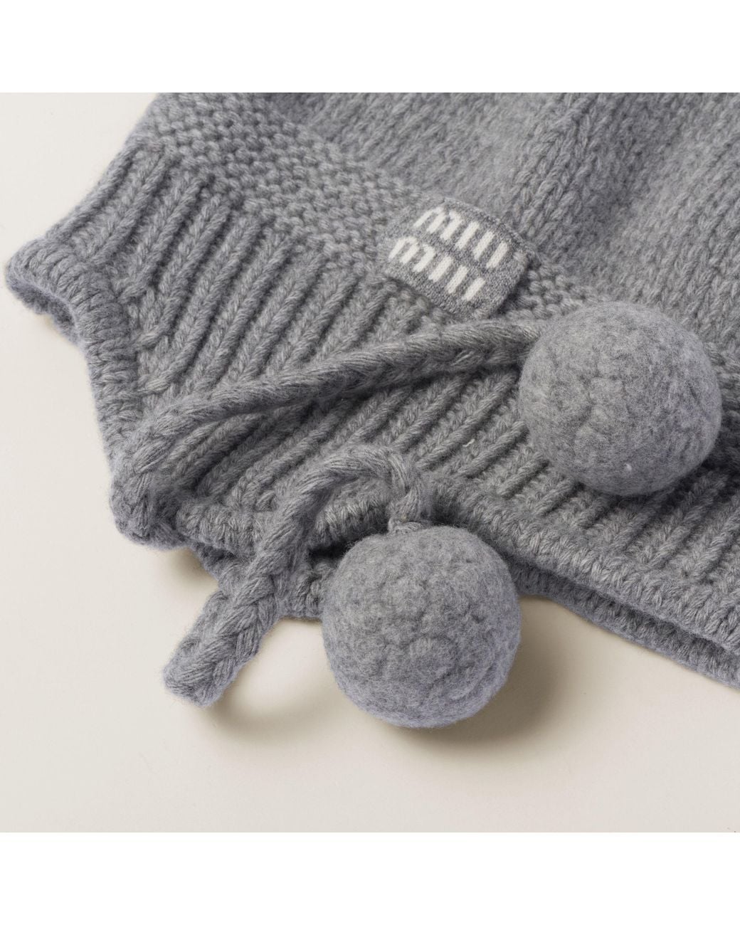 Miu Miu Logo Sticker Cashmere Hat in Gray | Lyst