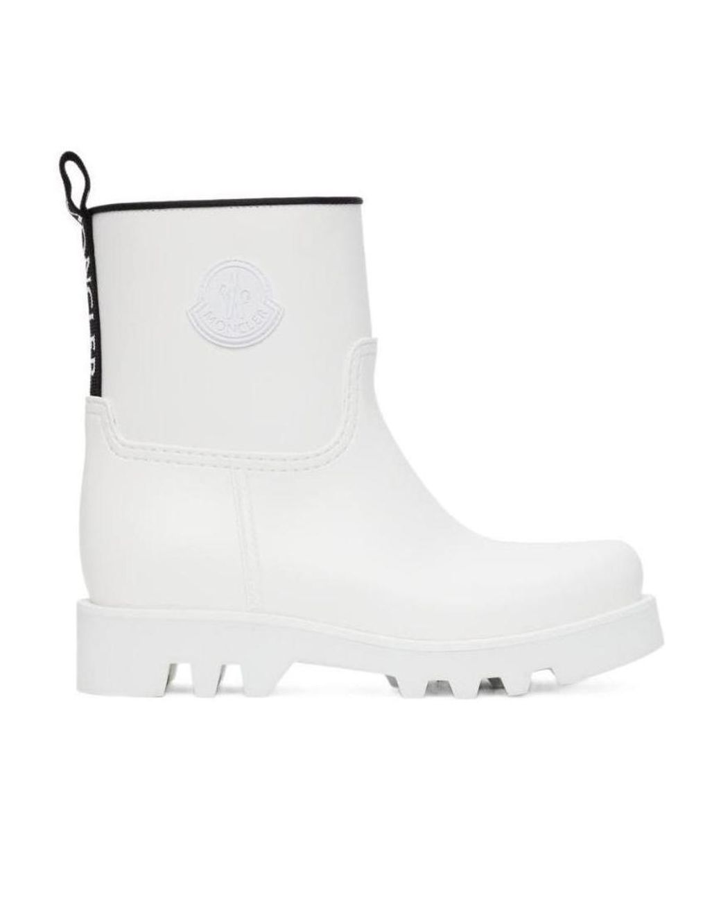 Moncler Logo Rain Boots in White | Lyst