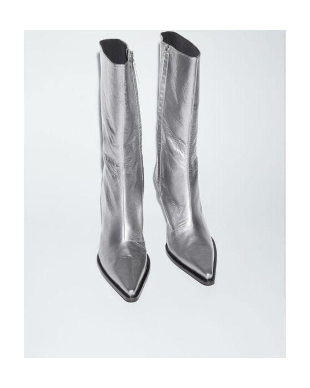 Acne Studios 85Mm Metallic Leather Boots in White | Lyst UK