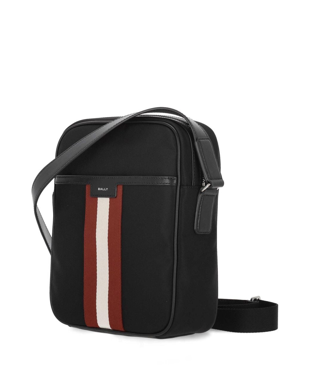 Bally Logo Printed Striped Messenger Bag in Black for Men | Lyst